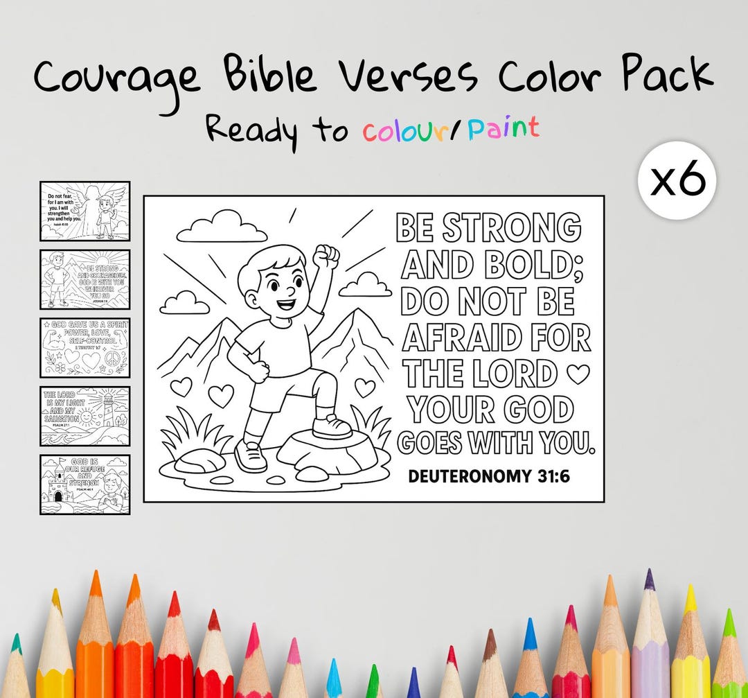 Courage Bible Verse Coloring Pages – Printable Christian Kids Activity ...