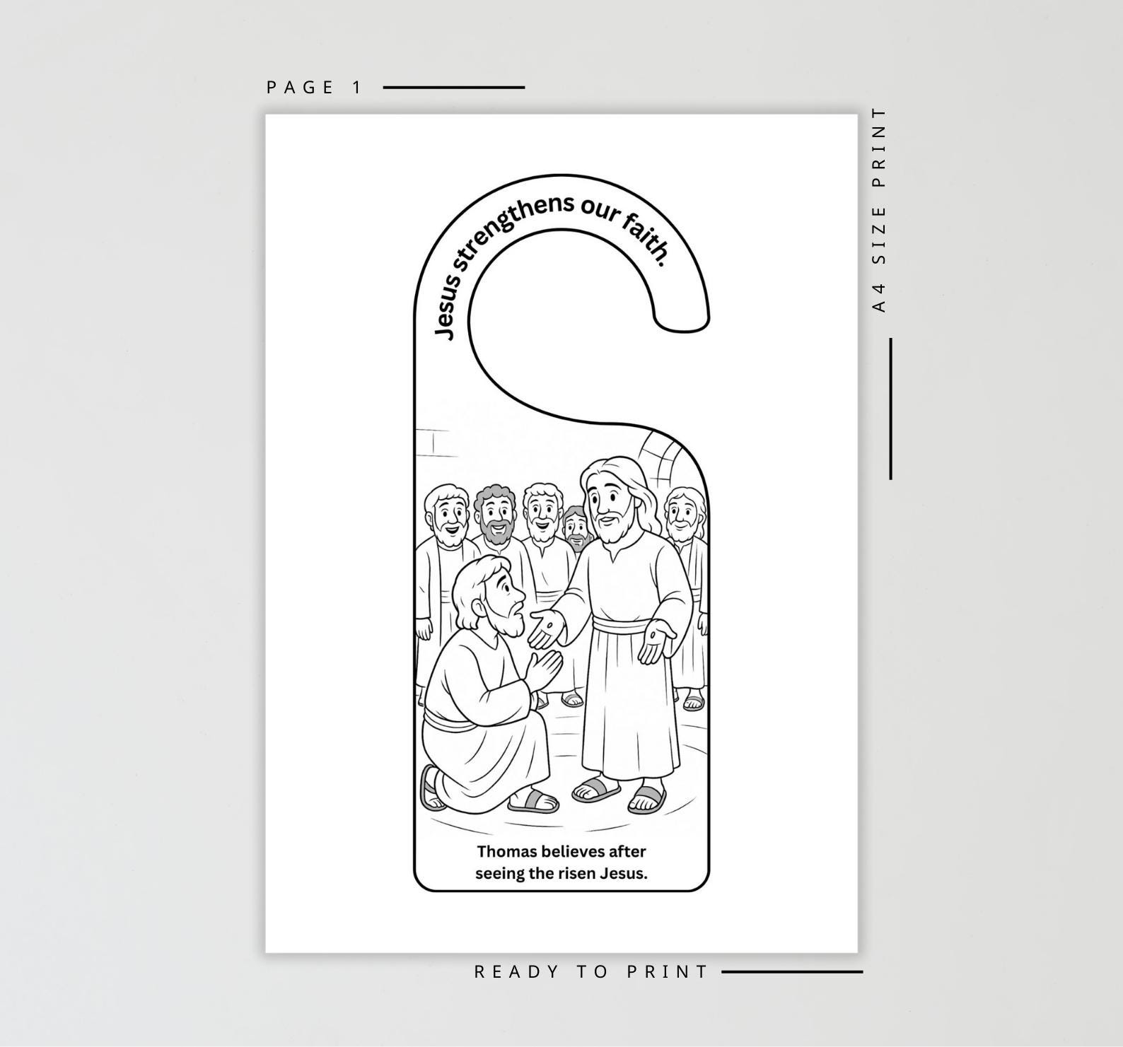 Doubting Thomas Kids Bible Craft Door Hanger | John 20 Coloring Craft ...