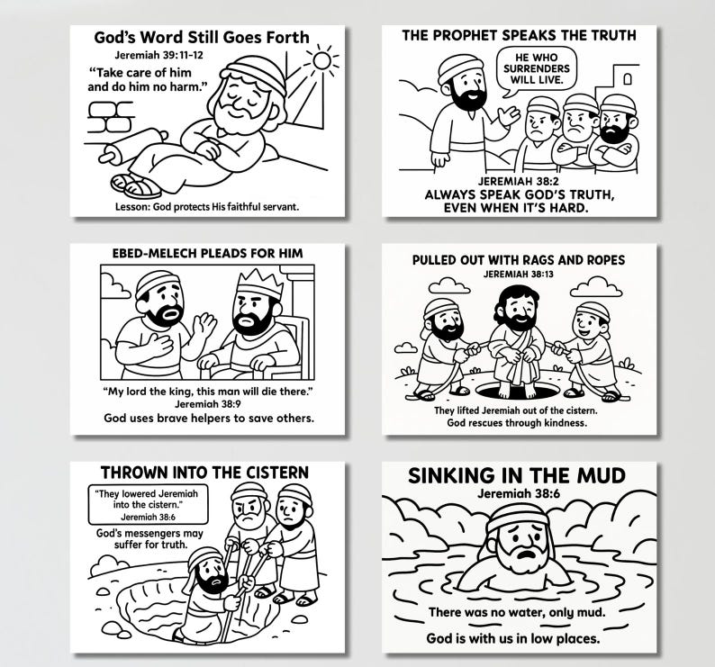 Jeremiah in the Cistern Coloring Pages Craft | Kids Bible Craft ...