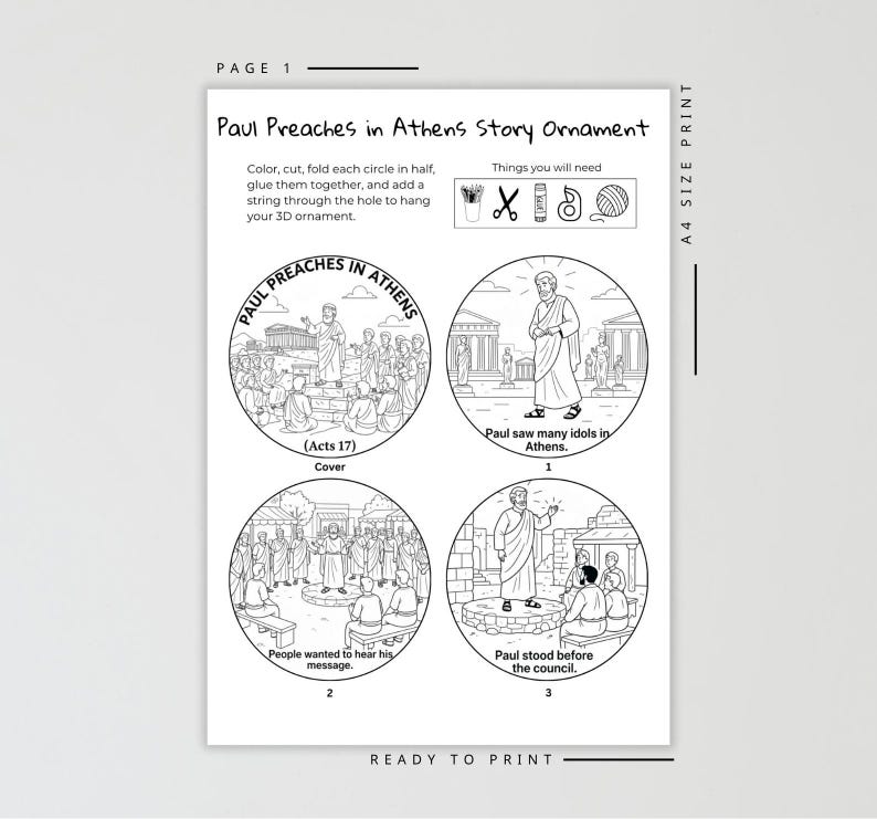 Paul Preaches in Athens (acts 17) | 3D Bible Story Ornament | Sunday ...