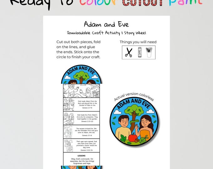 Adam and Eve Bible Craft | Kids Sunday School Activity | Bible Coloring ...