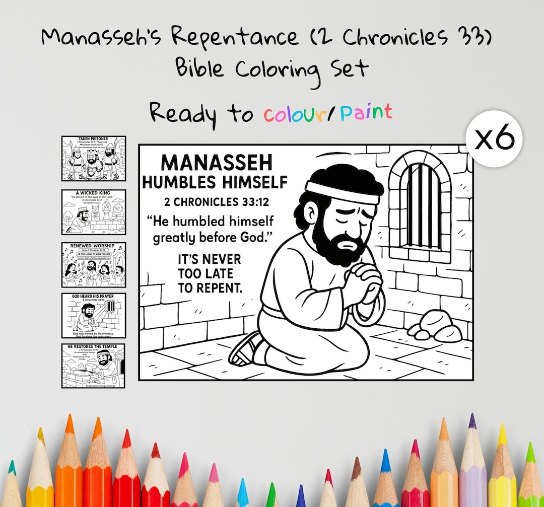 Manasseh’s Repentance Coloring Pages Craft | Kids Bible Craft | 2 ...