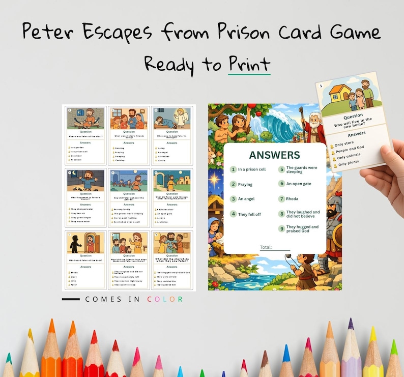 Peter Escapes From Prison Kids Bible Card Game | Acts 12 Activity for ...