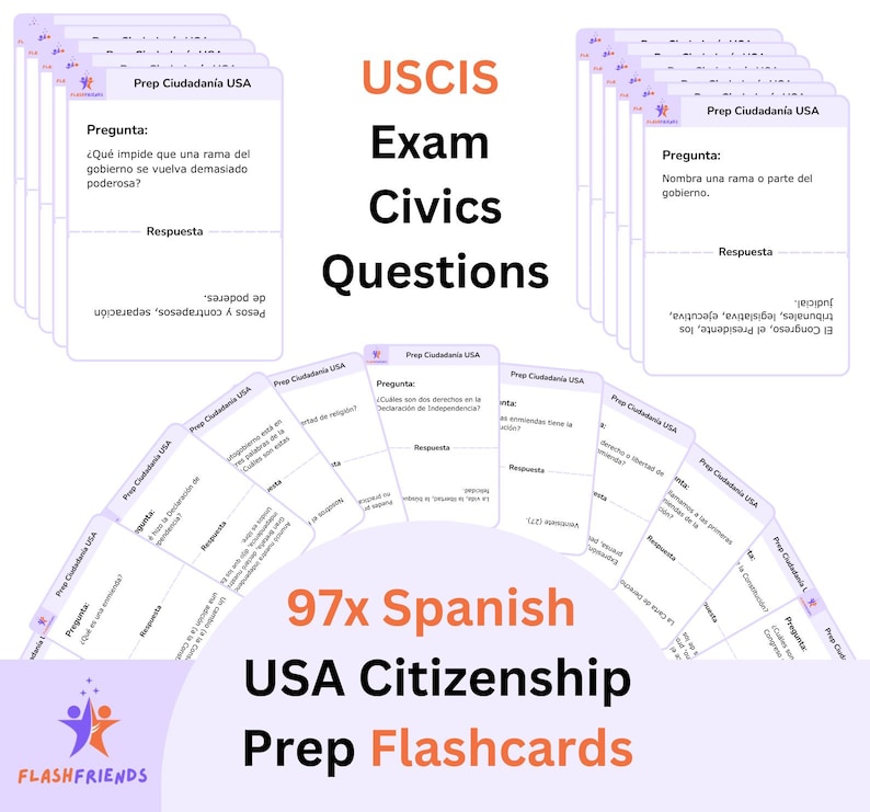 US Citizenship Test Flashcards in Spanish | USCIS Exam Prep | Digital ...