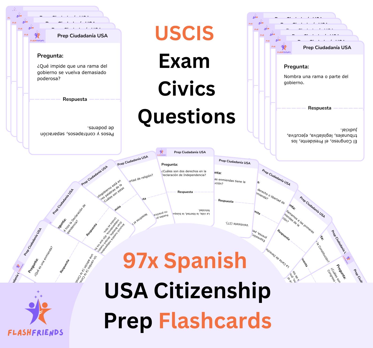 US Citizenship Test Flashcards in Spanish | USCIS Exam Prep | Digital ...