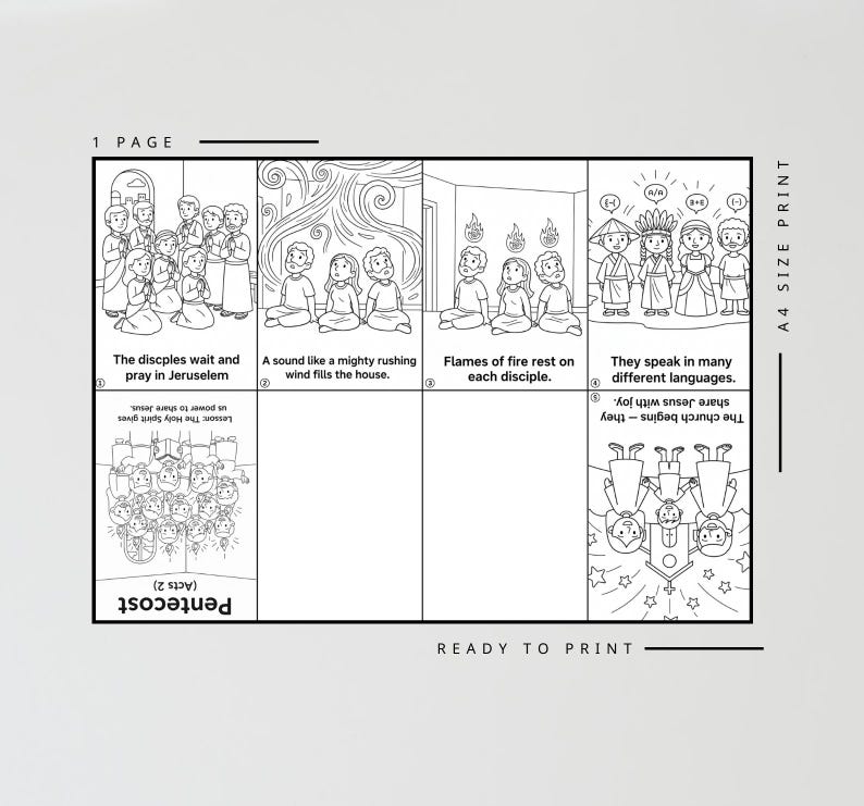Pentecost Bible Craft | Kids Sunday School Activity | Bible Coloring ...