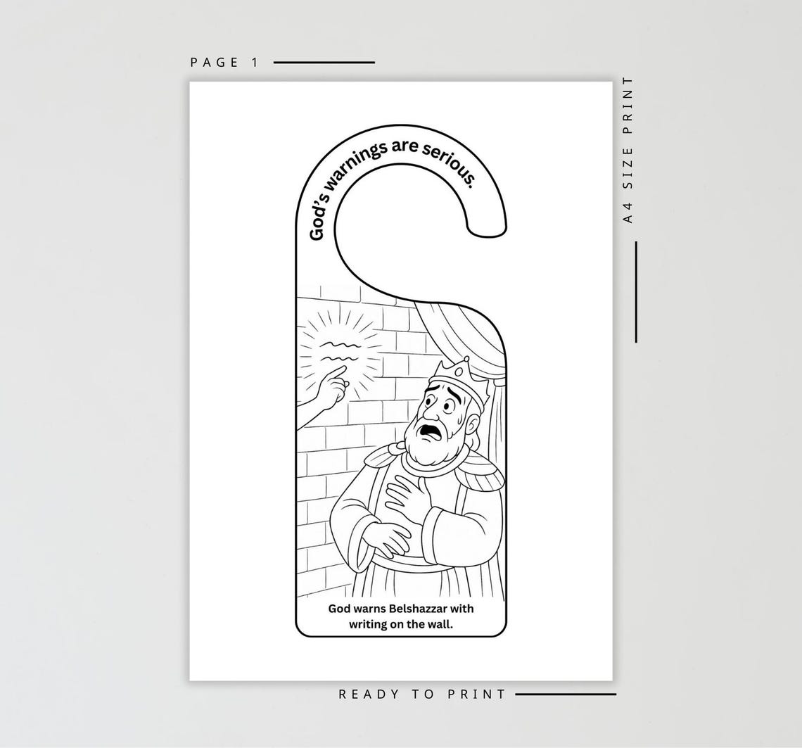 Writing on the Wall Kids Bible Craft Door Hanger | Daniel 5 Coloring ...