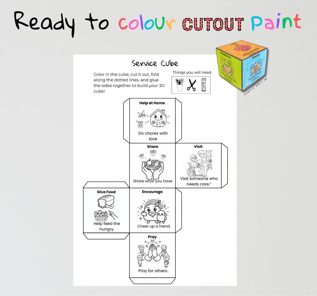 Service Cube Craft Printable for Kids, Bible Activity, Acts of Kindness ...