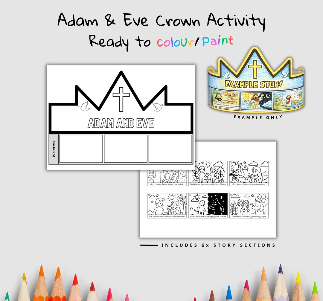 Adam and Eve Bible Crown Printable | Garden of Eden Coloring Craft for ...