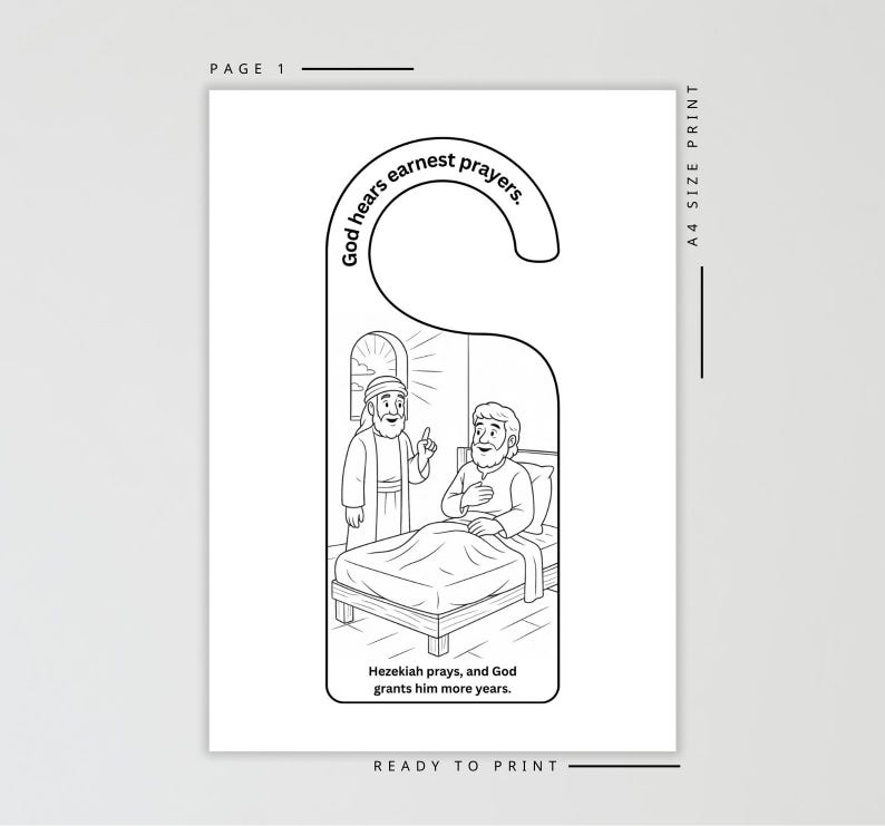Hezekiah’s Healing Kids Bible Craft Door Hanger | 2 Kings 20 Coloring ...