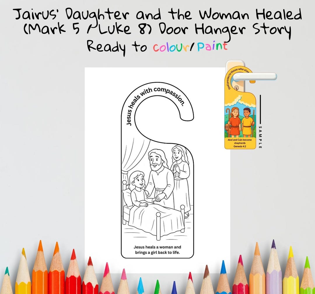 Jairus’ Daughter Kids Bible Craft Door Hanger | Healing of the Woman ...