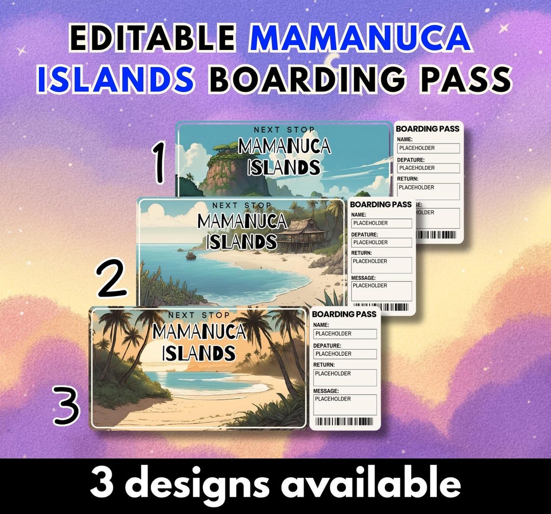 Mamanuca Islands, Fiji Editable Boarding Pass Gift Ticket | Surprise ...
