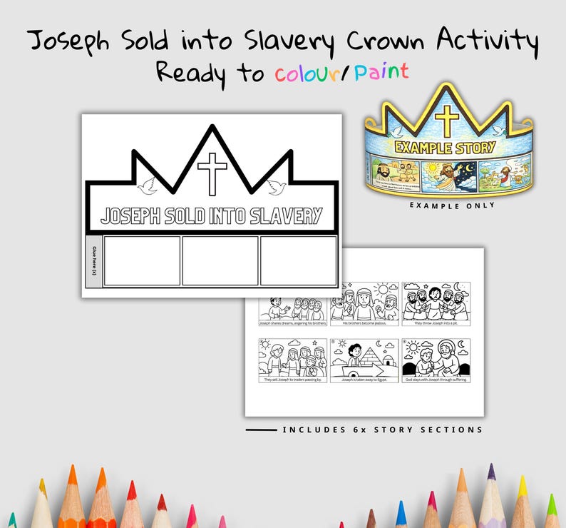 Joseph Sold Into Slavery Bible Crown Printable | Trust God Coloring ...