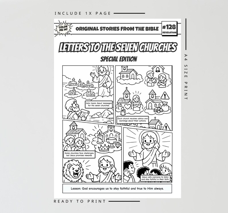 Letters to the Seven Churches A4 Bible Comic Activity for Kids | Sunday ...
