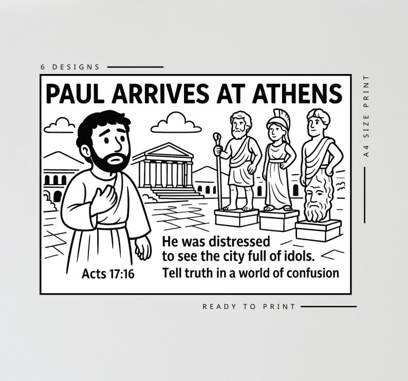 Paul in Athens Coloring Pages Craft | Kids Bible Craft | Acts 17 ...