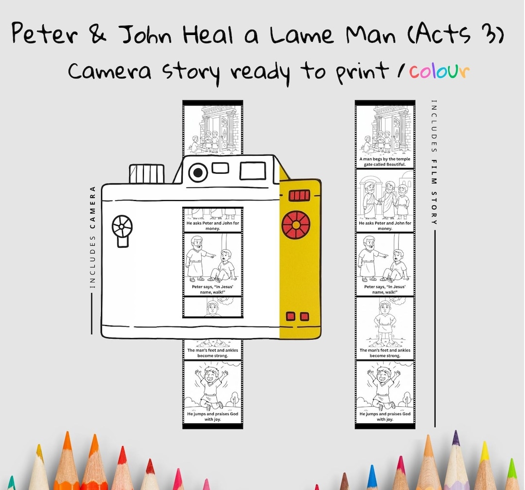 Peter & John Heal the Lame Man Bible Camera Film Craft | Kids Bible ...