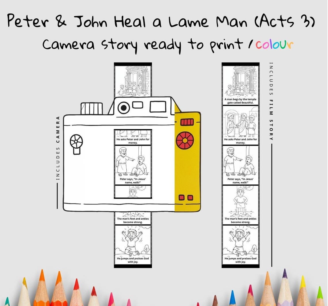 Peter & John Heal the Lame Man Bible Camera Film Craft | Kids Bible ...