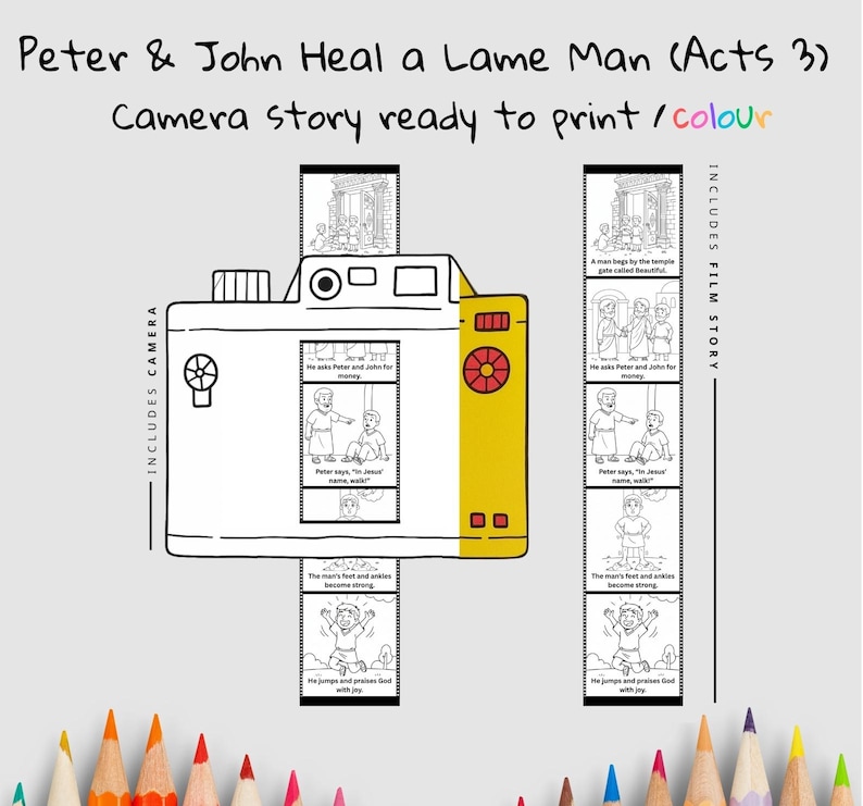 Peter & John Heal the Lame Man Bible Camera Film Craft | Kids Bible ...