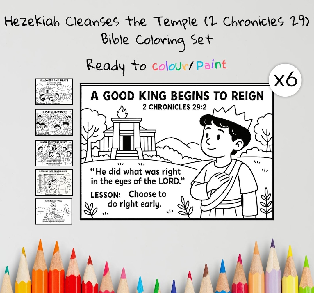Hezekiah Cleanses the Temple Coloring Pages Craft | Kids Bible Craft ...