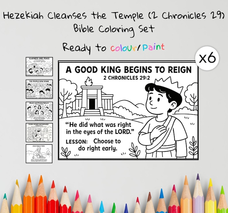 Hezekiah Cleanses the Temple Coloring Pages Craft | Kids Bible Craft ...