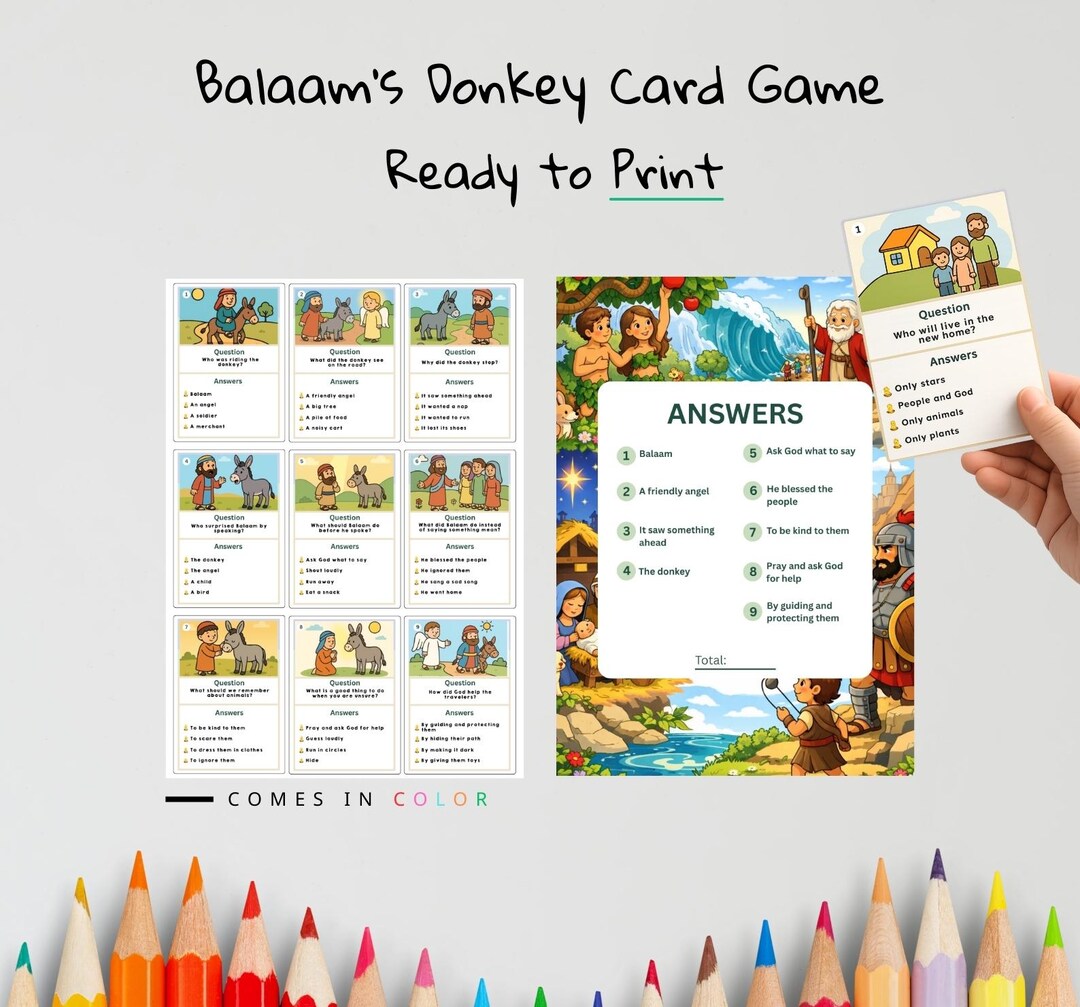 Balaam’s Donkey Kids Bible Card Game | Numbers 22 Activity for Kids ...
