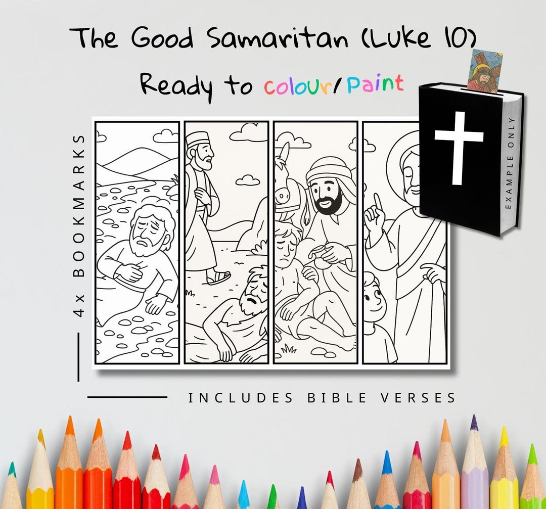 The Good Samaritan Bible Verse Bookmarks for Kids 4x Set Christian ...