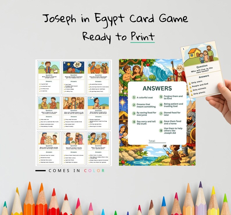Joseph in Egypt Kids Bible Card Game | Genesis 39–41 Activity for Kids ...