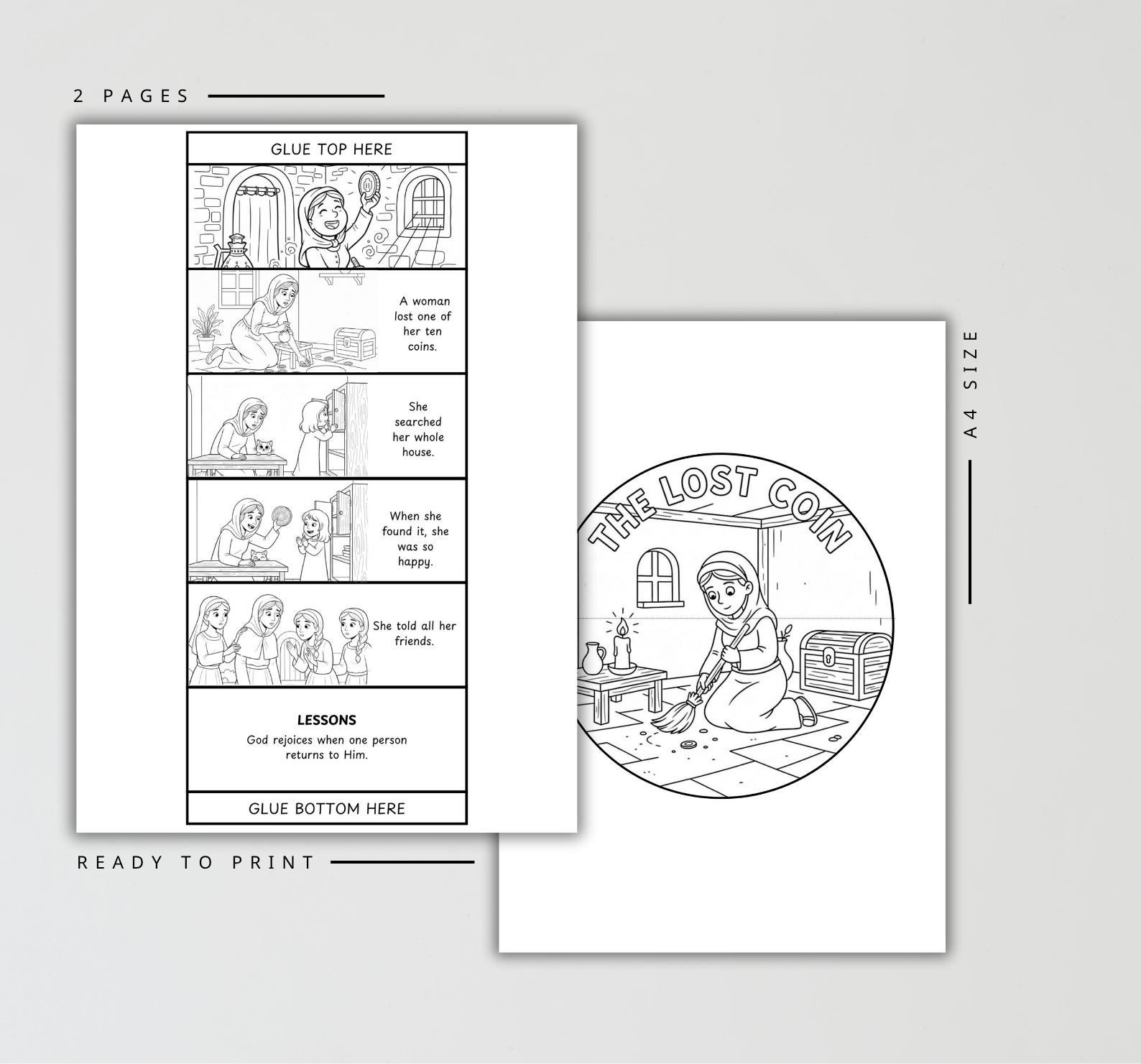The Lost Coin Bible Craft | God’s Joy Lesson | Christian Coloring ...
