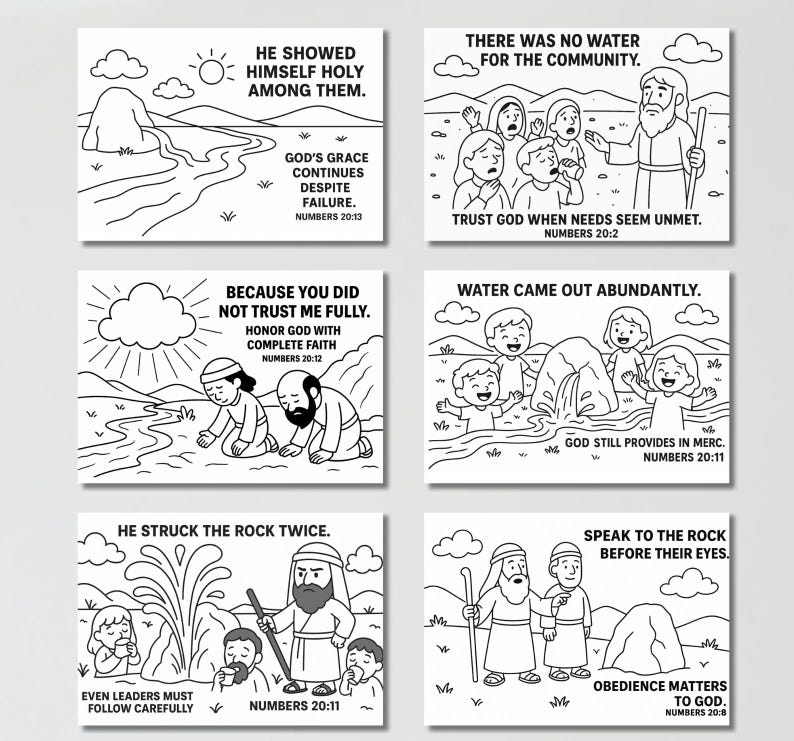 Moses Strikes the Rock Coloring Pages Craft | Kids Bible Craft ...