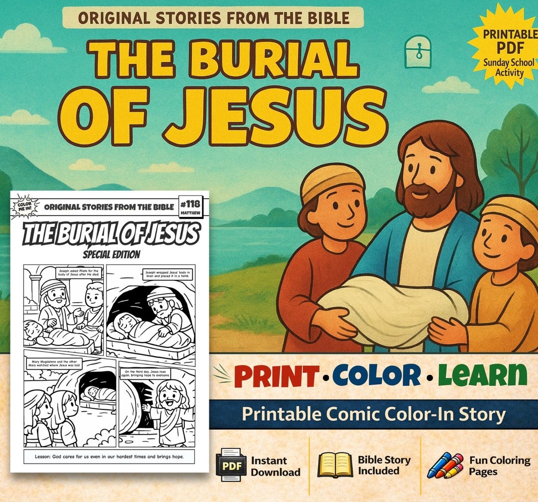 The Burial of Jesus A4 Bible Comic Coloring Page | Sunday School Craft ...