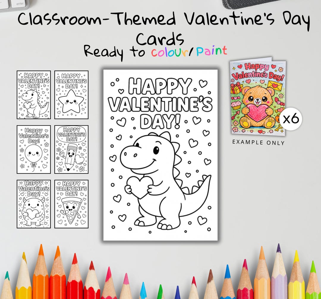 Cartes à colorier pour la Saint-Valentin pour la classe – Lot de 6 amis ...