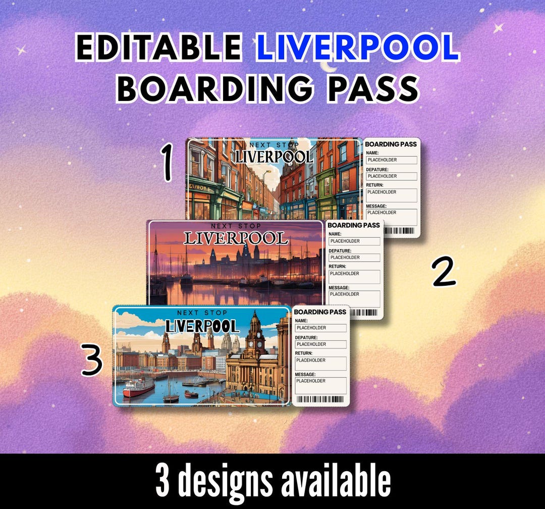 Liverpool Trip Surprise Gift Ticket & Birthday Boarding Pass | Editable ...