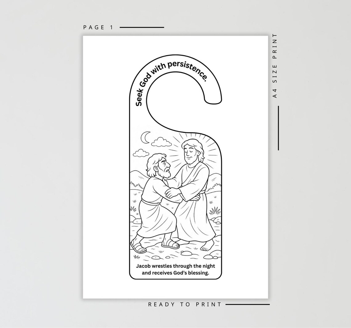 Jacob Wrestles With God Kids Bible Craft Door Hanger | Genesis 32 ...