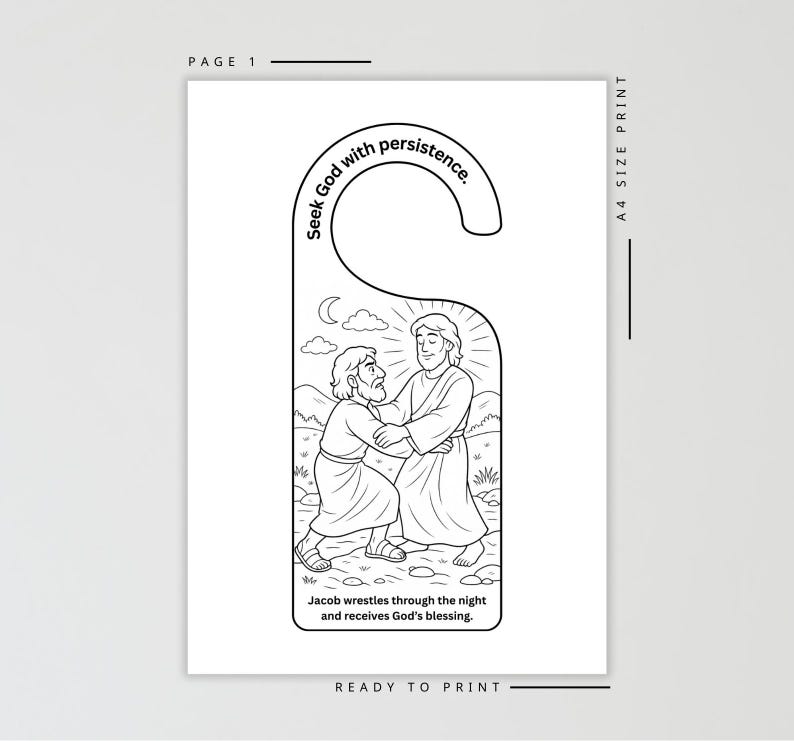 Jacob Wrestles With God Kids Bible Craft Door Hanger | Genesis 32 ...