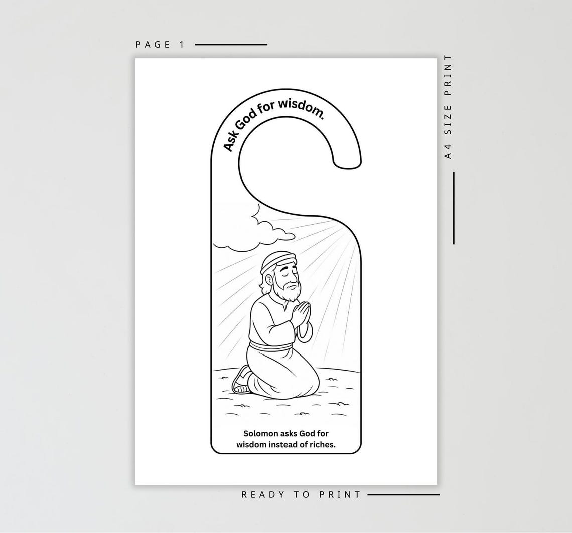 Solomon Asks for Wisdom Kids Bible Craft Door Hanger | 1 Kings 3 ...