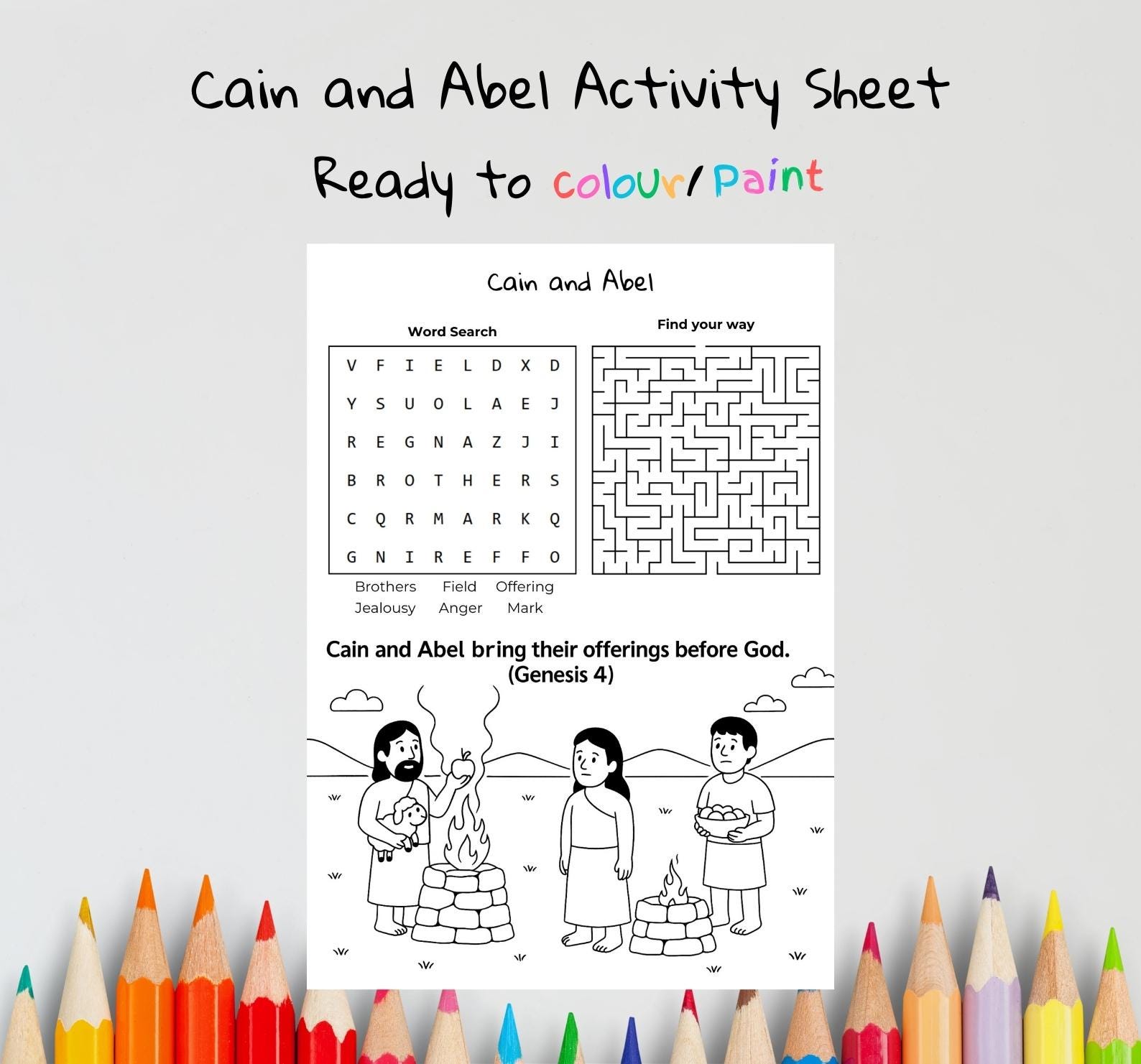 Cain and Abel Bible Craft | Kids Bible Games | Sunday School Activity ...