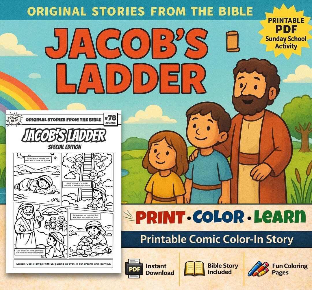 Jacob’s Ladder A4 Bible Comic Coloring Page | Sunday School Craft ...