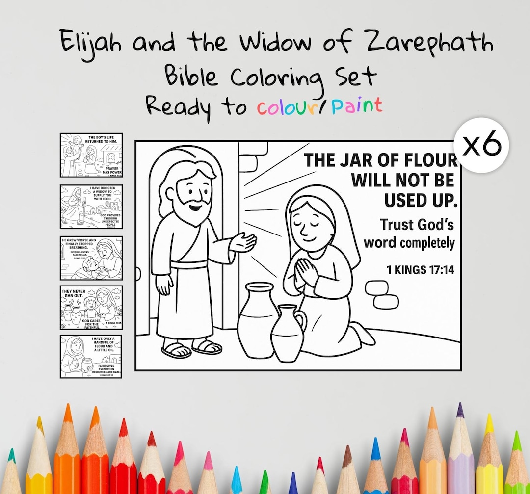 Elijah and the Widow Coloring Pages Craft | Kids Bible Craft | 1 Kings ...