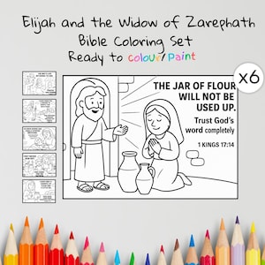 Elijah and the Widow Coloring Pages Craft | Kids Bible Craft | 1 Kings ...