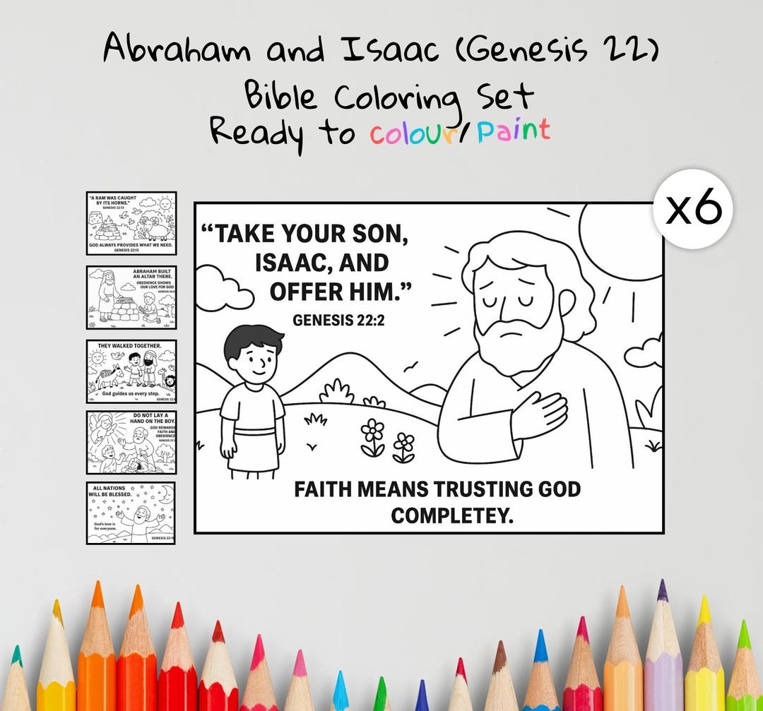 Abraham & Isaac Bible Coloring Pages Craft | Kids Bible Craft | Genesis ...