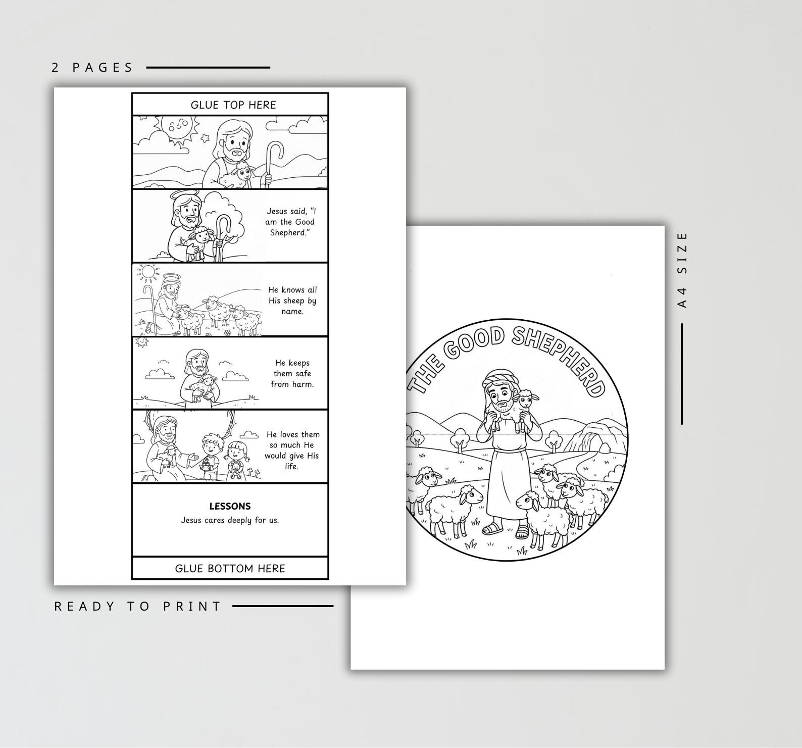 The Good Shepherd Bible Craft | Jesus Cares Lesson | Christian Coloring ...