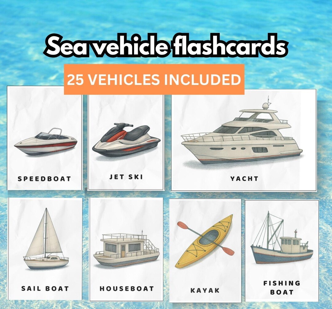 25 Montessori Sea Vehicle Flash Cards | Educational & Fun Learning for ...