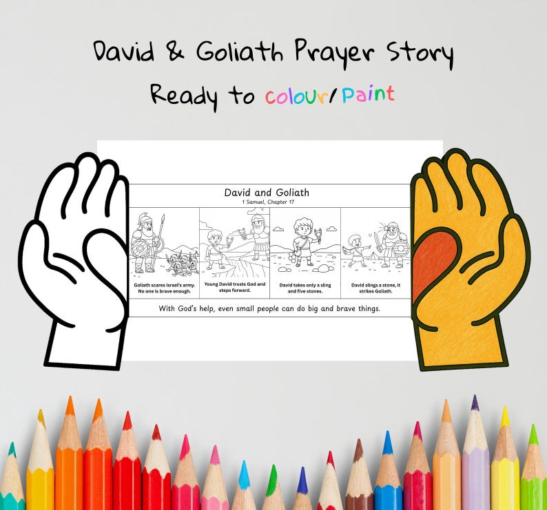 Manualidad de manos en oración de David y Goliat / Lección sobre la ...