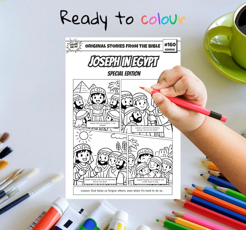 Joseph in Egypt A4 Bible Comic Coloring Page | Sunday School Craft ...
