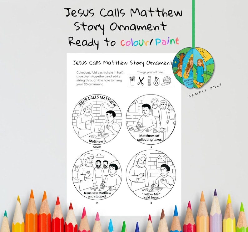 Jesus Calls Matthew (matthew 9) | 3D Bible Story Ornament | Sunday ...