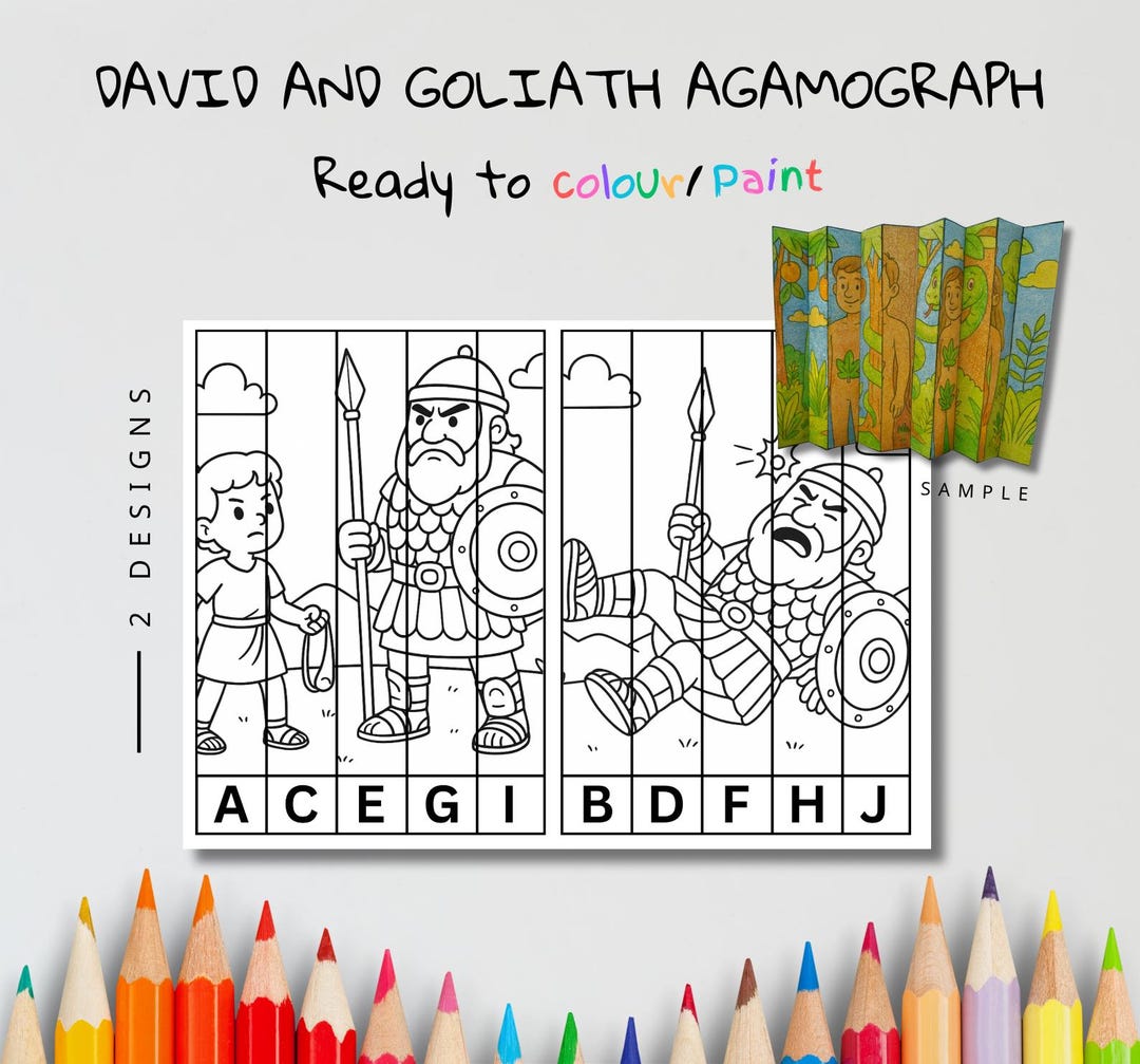 Printable David and Goliath Agamograph – Faith and Courage Bible Craft ...