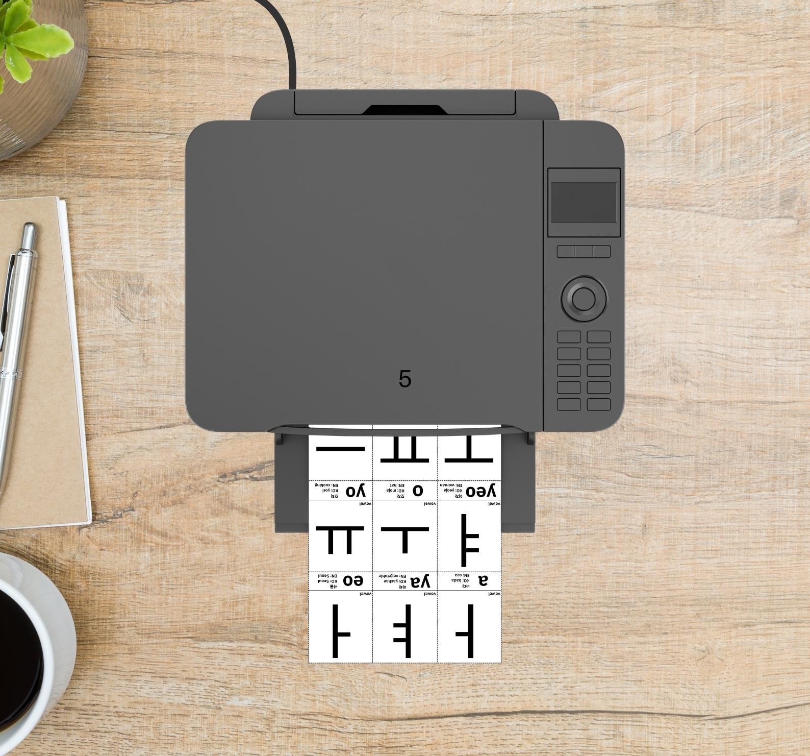 Printable Korean Hangul Alphabet Flashcards – Korean Alphabet, Vowels ...
