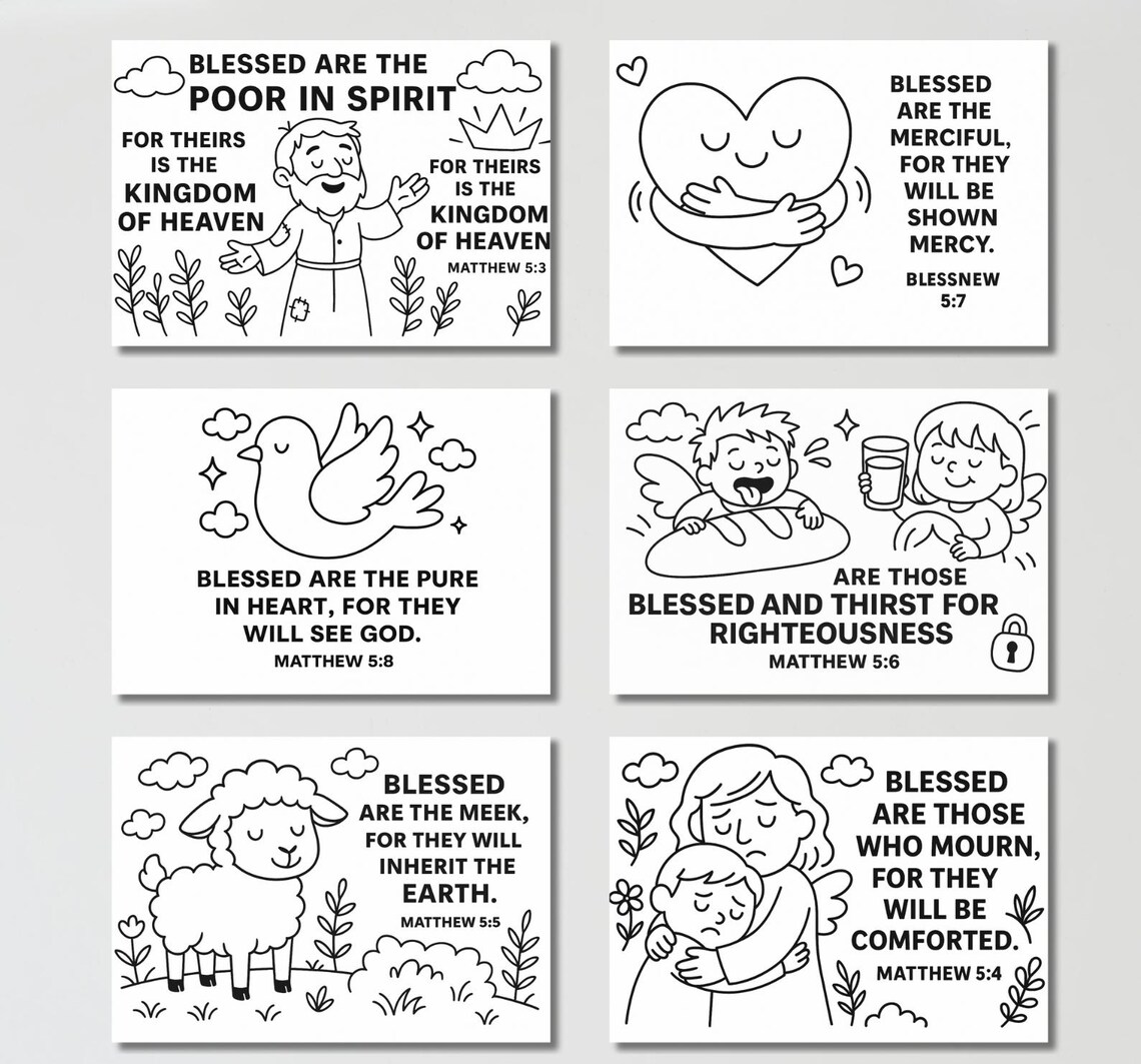 Funny Beatitudes Coloring Pages – Christian Kids Activity – Scripture ...