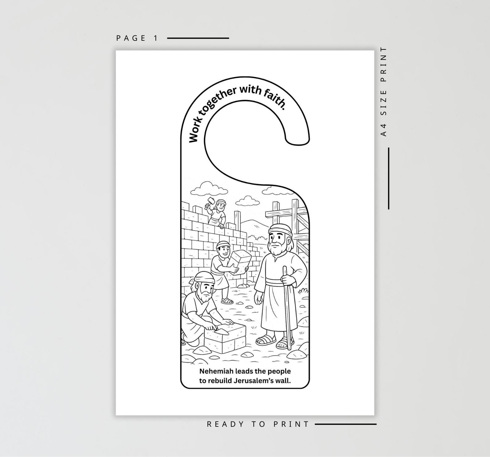 Nehemiah Rebuilds the Wall Kids Bible Craft Door Hanger | Nehemiah ...