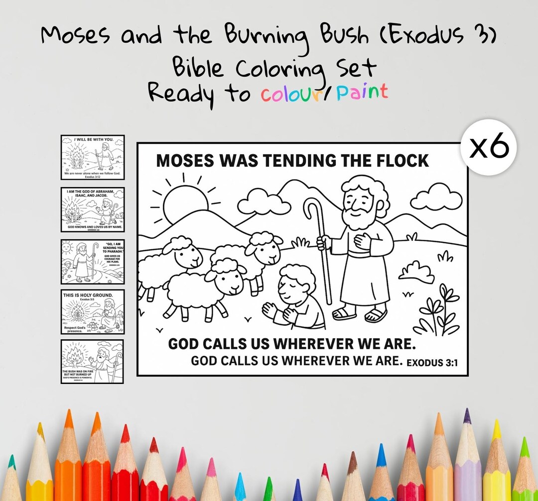 Moses & Burning Bush Bible Coloring Pages Craft | Kids Bible Craft ...